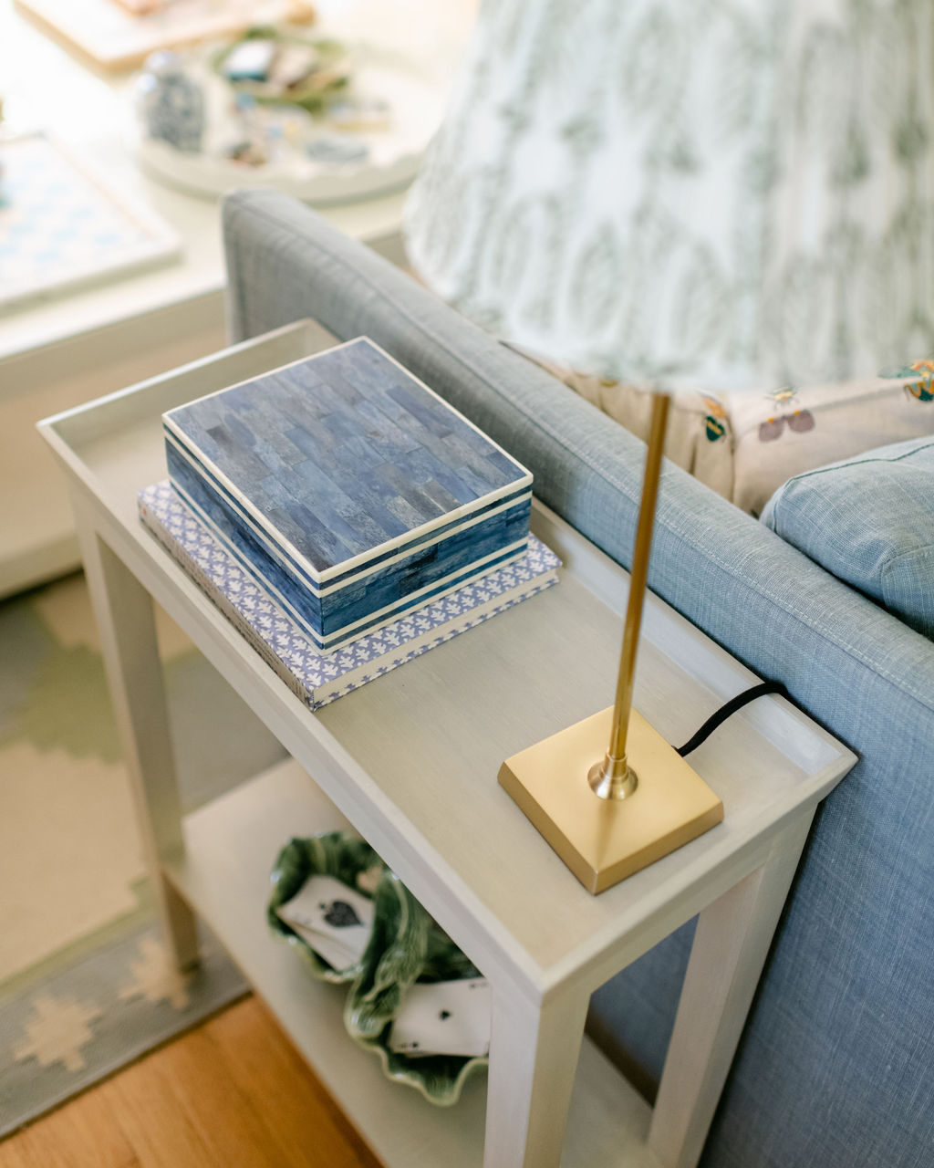 Our new sofa side table with OKA - Sarah Tucker